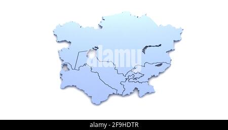 Central asia union. Central asia countries map and flag 3D ...