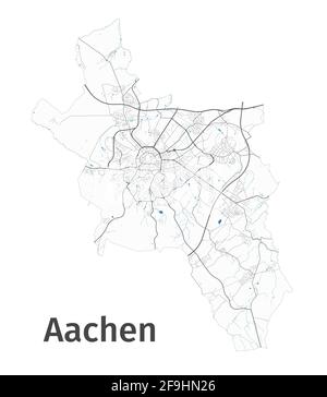 Aachen map. Detailed vector map of Aachen city administrative area ...