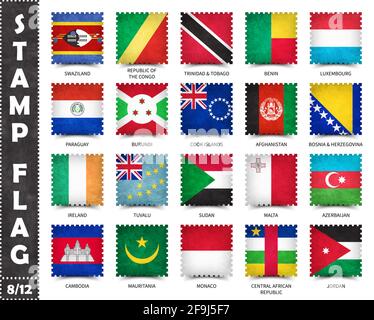 Sudan grunge postal stamp and flag on white background Stock Vector ...