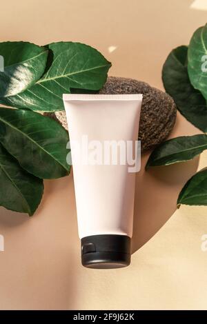 Beauty hygiene tube on neutral background Stock Photo - Alamy