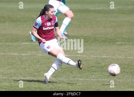 DAGENHAM, ENGLAND - APRIL 18: L-R Cecilie Redisch Kvamme of West Ham ...