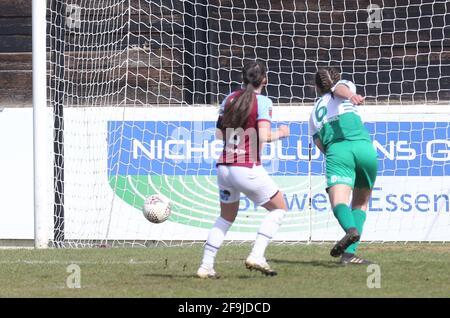 DAGENHAM, ENGLAND - APRIL 18: L-R Cecilie Redisch Kvamme of West Ham ...