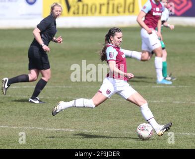DAGENHAM, ENGLAND - APRIL 18: L-R Cecilie Redisch Kvamme of West Ham ...