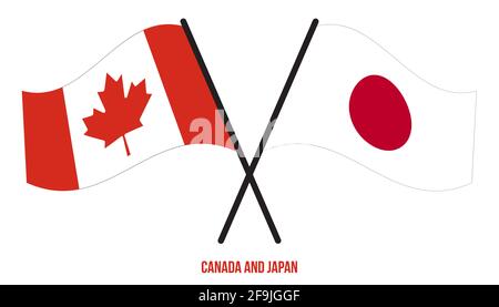 Japan and Canada flags for official meeting against background of world ...