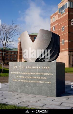 Memorial to the HMT Lancastria at the site of the Beardmore Shipyard ...
