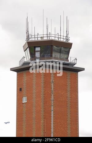 Control tower at RAF Mildenhall, in Suffolk, UK, used by the USAF ...