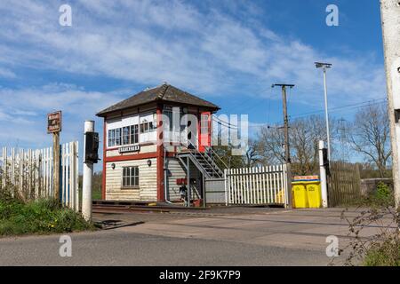 Beware of trains sign, Uffington signal box, Uffington, Stamford ...