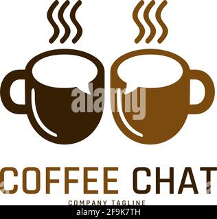 Coffee chat vector logo design. Coffee talk forum logo design template ...