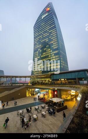 Milan, Italy: modern Citylife park with Libeskind tower Stock Photo - Alamy