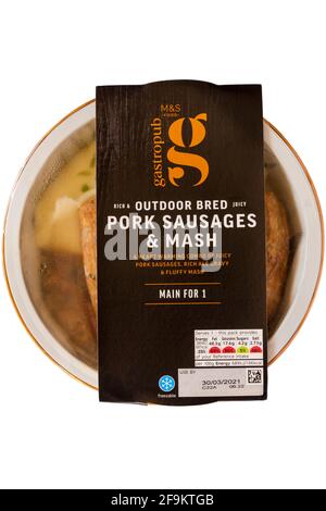 Sausage and mash ready meal with pork sausages, creamy mashed potatoes ...