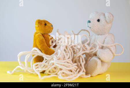 Two teddy bears playing Stock Photo - Alamy