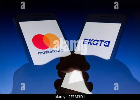 In this photo illustration Ekata logo is displayed on smartphone screen ...