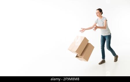 Beautiful Woman Tripping Stock Photo - Alamy
