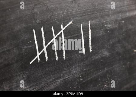 Chalk tally chart counting Stock Photo - Alamy