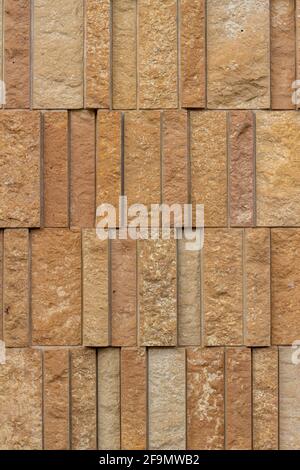 Modern Limestone (Kasota Stone) Brick Wall Background with Varying ...