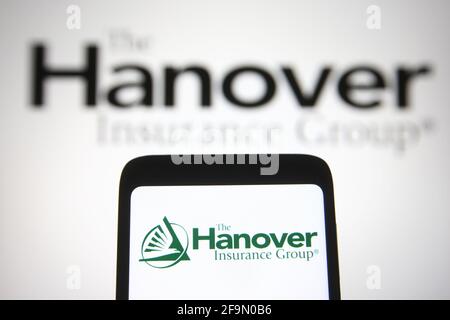In this photo illustration the Hanover Insurance Group logo seen on a ...
