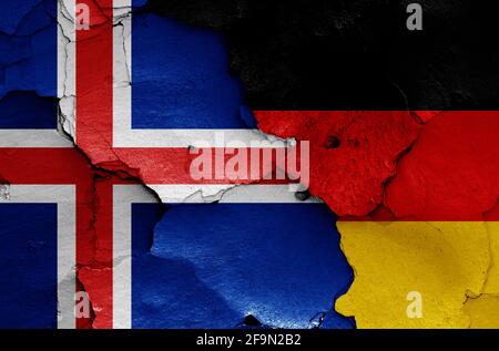Flags of Germany and Iceland painted on cracked wall Stock Photo - Alamy
