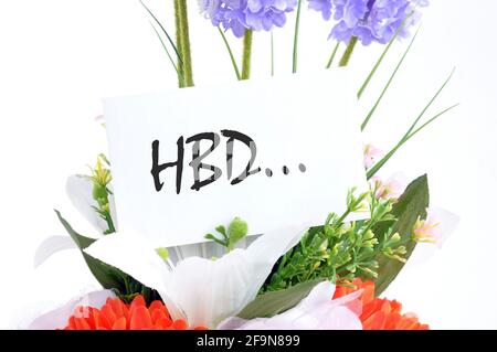 HBD Happy Birthday Celebration Congratulation Party Concept Stock Photo ...