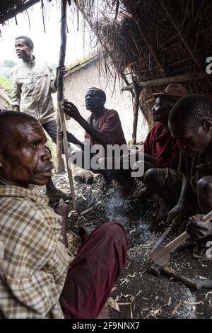 Traditional Pygmy Village, Kibira National Park, Burundi, Africa Stock ...