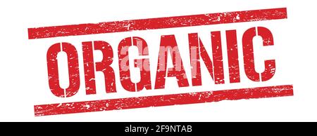ORGANIC text on red grungy round vintage stamp Stock Photo - Alamy