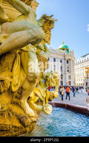 Vienna Austria Donner Brunnen fountain Neuer Markt in old town Stock ...