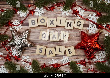 Boxing Day Sale alphabet letter on wooden background with Christmas ...