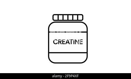 Vector Isolated Illustration of a Creatine Bottle. Black and White ...