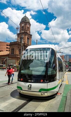 Medellin, Antioquia - Colombia - February 25, 2023. The tram has a ...