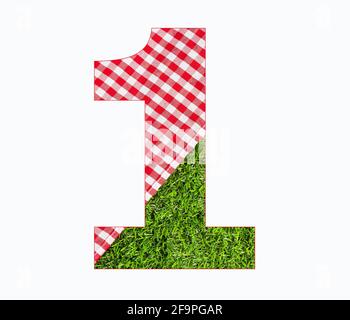 Digital Number 7 - Picnic tablecloth on the grass Stock Photo - Alamy