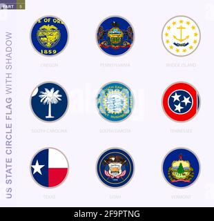 South Dakota Round Circle Flag. SD USA State Circular Button Banner ...