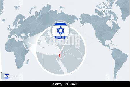 World map with magnified Israel. Israel flag and map Stock Vector Image ...