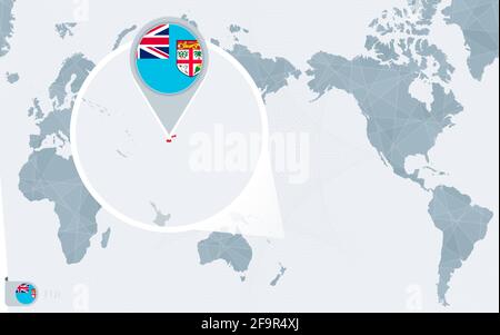 Zoom on Fiji Map and Flag. World Map Stock Vector Image & Art - Alamy