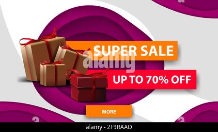 Gifts box with sale up to 70%, discount promotion with copy space ...