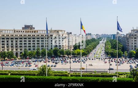view of the constitution square taken from the terrace of the romanian ...