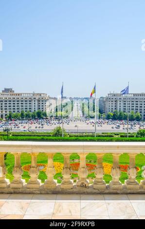 view of the constitution square taken from the terrace of the romanian ...