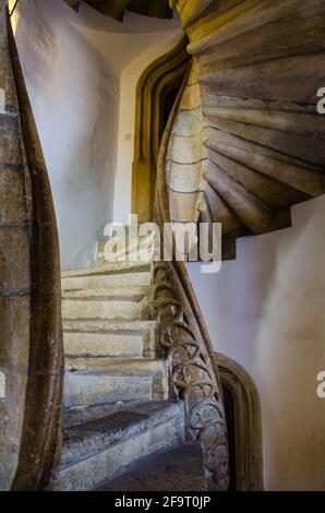 Famous double spiral staircase situated inside of the burg in the ...