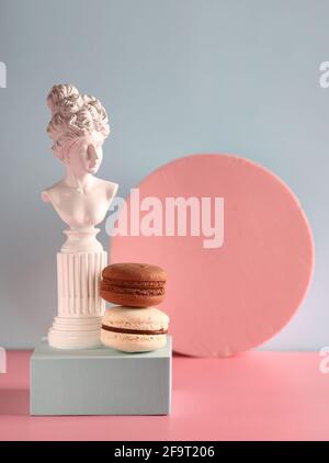 modern still life of macaroon on stands Stock Photo - Alamy