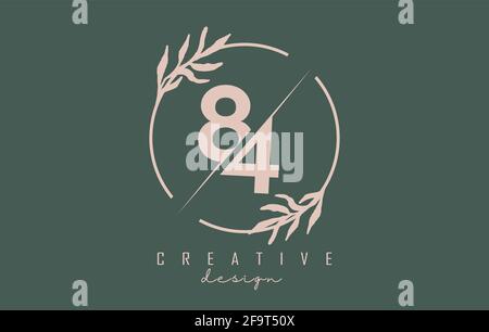 84 8 4 Number Logo Design with a Creative Cut and Black Circle ...