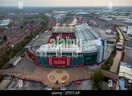 A general aerial view of Old Trafford stadium, home of Manchester ...