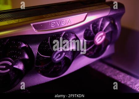 Graphics card. Modern gaming GPU graphics processing unit isolated on ...