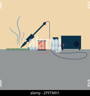 soldering iron and soldering process. flat 2d vector Stock Vector Image ...