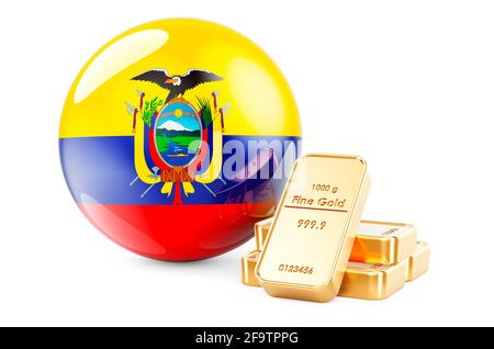 Ecuador flag and gold ingots - 3D illustration Stock Photo - Alamy