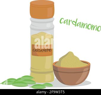 cardamom green spice cartoon vector illustration Stock Vector Image ...