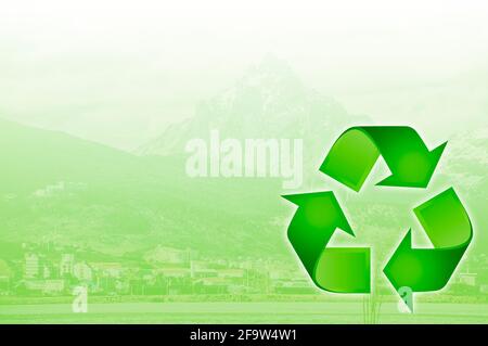 Recycling symbol with landscape background and space for text Stock ...
