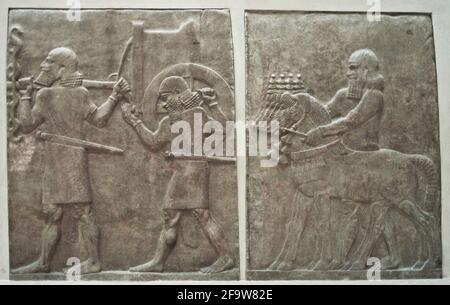 Human figures relief. Mesopotamian art. Louvre Museum Stock Photo - Alamy
