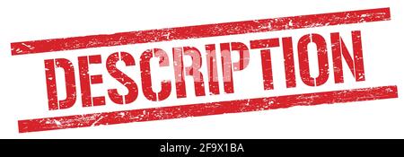 DESCRIPTION text on red grungy rectangle stamp sign Stock Photo - Alamy