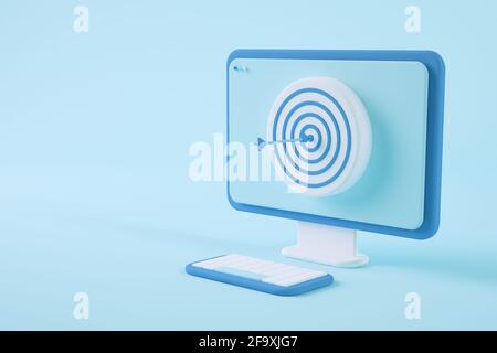 Minimal computer with bullseye 3d rendering concept Stock Photo - Alamy