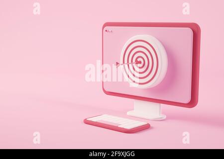 Minimal computer with bullseye 3d rendering concept Stock Photo - Alamy