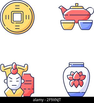 Oriental culture RGB color icons set Stock Vector Image & Art - Alamy