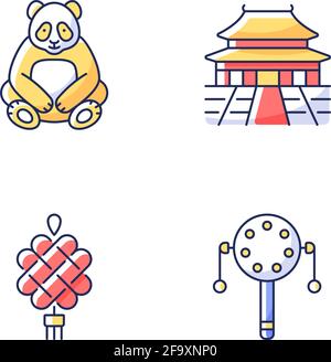 Oriental culture RGB color icons set Stock Vector Image & Art - Alamy